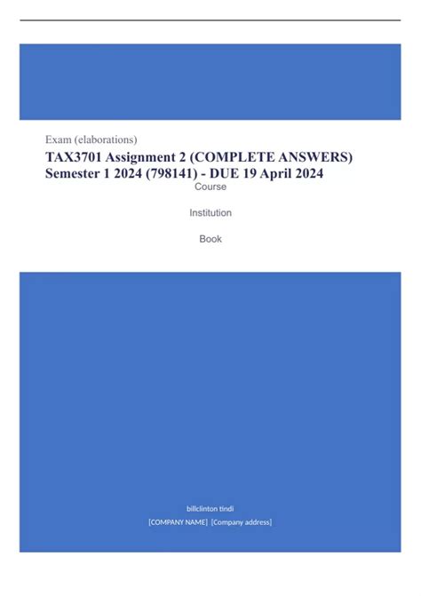 Exam Elaborations TAX3701 Assignment 2 COMPLETE ANSWERS Semester 1