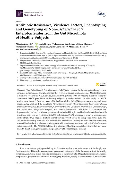 Antibiotic Resistance Virulence Factors Phenotyping And Genotyping