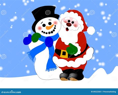 Papá Noel Y Muñeco De Nieve Stock De Ilustración Ilustración De Noel
