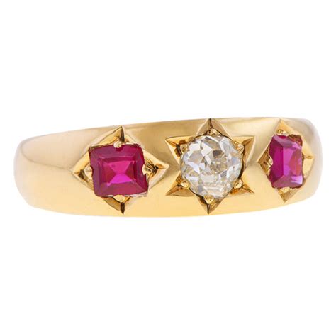 Victorian Old Mine And Ruby Ring