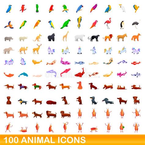Parasite Icons Set Cartoon Style Stock Vector Illustration Of