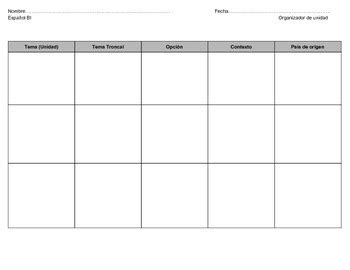 IB Language B Unit Organizer By Organizing Worksheets TPT