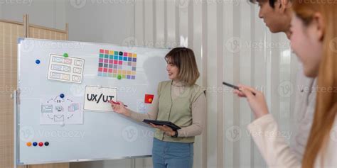 Creative Ux Developer And Ui Designer Brainstorming Session In Modern
