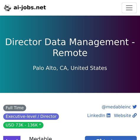 Hiring Director Data Management Remote In Palo Alto Ca United