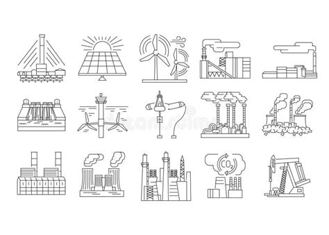 Alternative Energy Sources Color Line Icon Sets Stock Illustration Illustration Of Engine