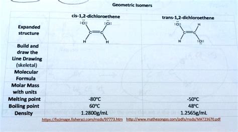 SOLVED: Geometric Isomers cis-1,2-dichloroethene :CI: trans-L,2 ...