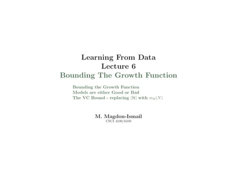 Ppt Learning From Data Lecture Bounding The Growth Function