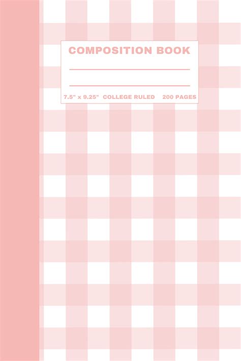 Baby Pink Composition Notebook Pink Checkered Pattern