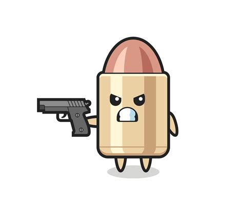 The Cute Bullet Character Shoot With A Gun 3456489 Vector Art At Vecteezy