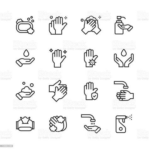 Hand Washing Line Icons Editable Stroke Pixel Perfect For Mobile And