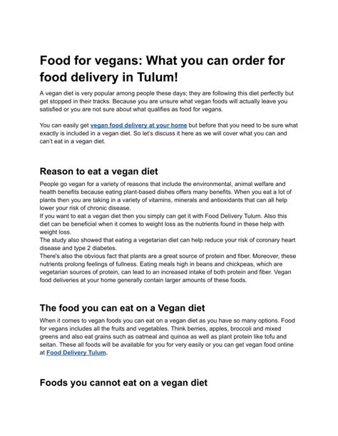 Ppt Food For Vegans What You Can Order For Food Delivery In Tulum