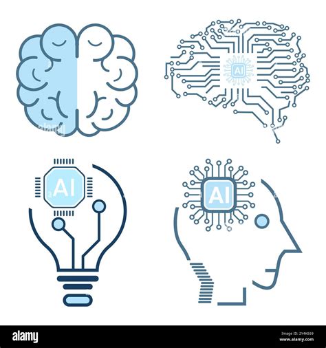 Artificial Intelligence Icon Symbols Collection Isolated Lined Machine Ai Icon Artificial