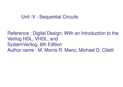 SOLUTION Unit5 Sequential Circuits Studypool
