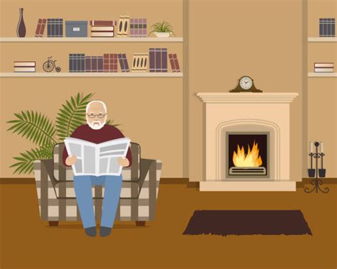 Cartoon Of Old Man Sitting Chair Illustrations Royalty Free Vector
