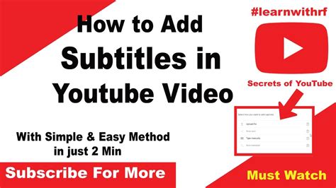 How To Add Subtitles In Youtube Video Youtube Subtitles Easy