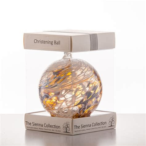 10cm Friendship Ball Christening Pastel Gold Sienna Glass