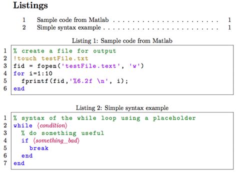floats putting in matlab codes in a box as figures tex latex