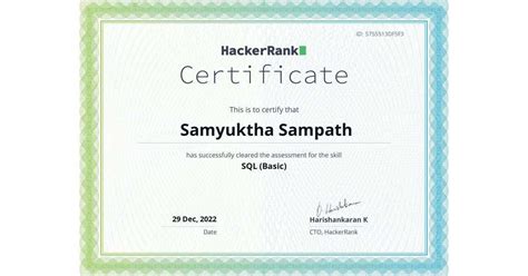samyuktha sampath on linkedin hackerrank skill certificate