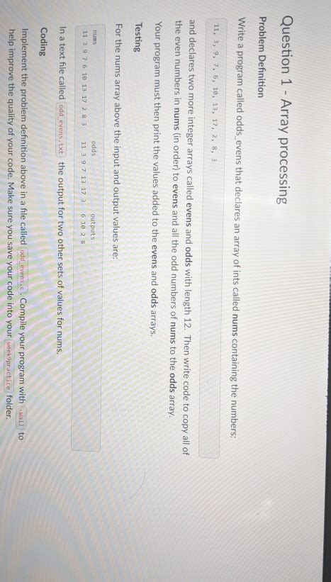Solved Question 1 Array Processing Problem Definition