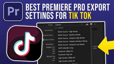 Best Premiere Pro Export Settings For Tik Tok Youtube