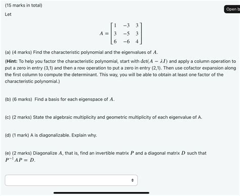 solved 15 marks in total open b let