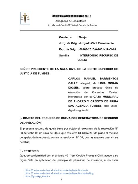 Recurso De Queja De Resolucion 10 Junio De 2024 Pdf Pdf Debido Al