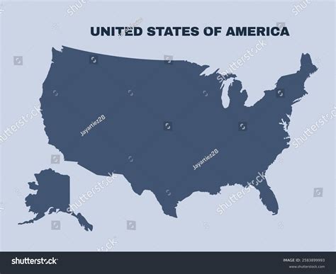 United States America Map Simple Flat Stock Vector Royalty Free