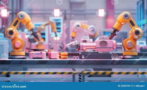 294 Skilled 3d Cartoon Machinists Operating Advanced Manufacturing