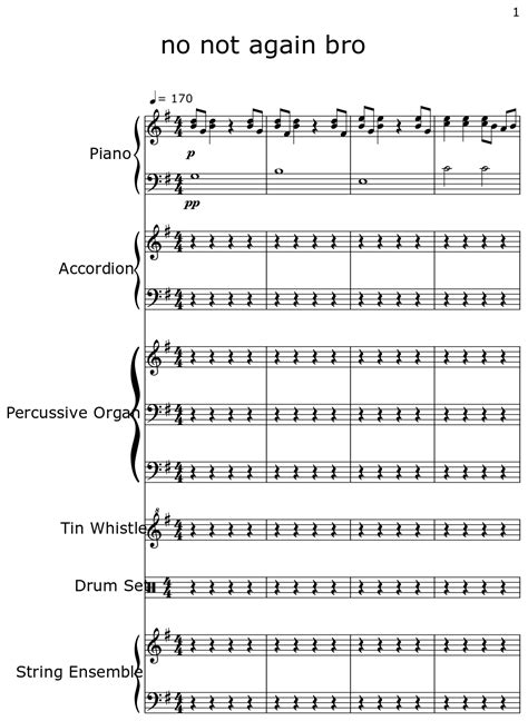 No Not Again Bro Sheet Music For Piano Accordion Percussive Organ