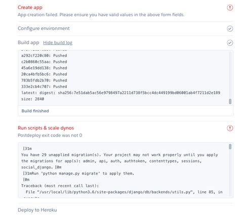 Deploy To Heroku Fails Because There Are Unapplied Migrations · Issue