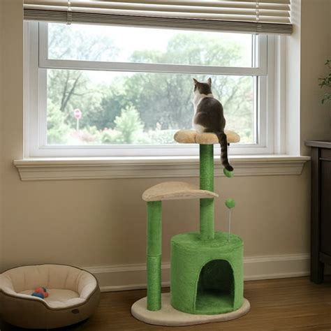 Costway 3 In 1 Cat Condo Stool Kitty Bed With Scratching Posts And Plush