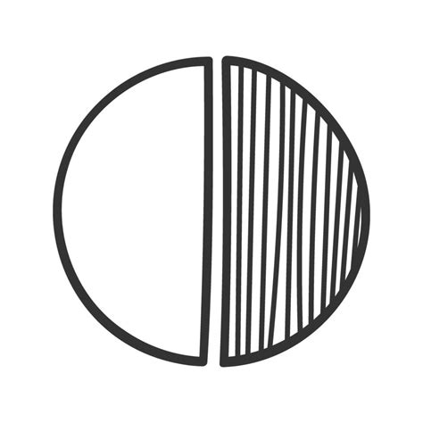 Donut Chart In Doodle Style Hand Drawn Circle Divided On Two Equal
