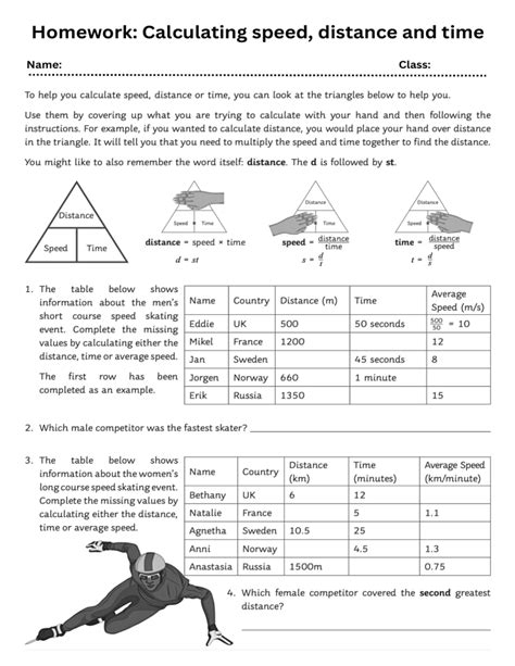 Speed Distance Time Homework Calculations Problems