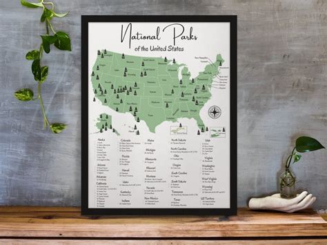 Us National Park Map And Checklist Instant Download Printable File Etsy
