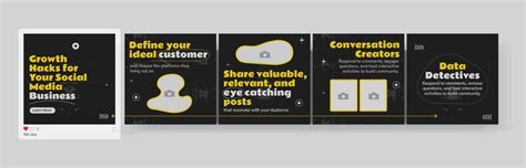 Set Of Carousel Post Template Editable Carousel Post Social Media Carousel Post For Business