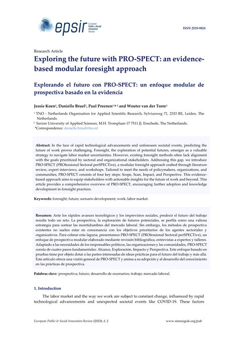 Pdf Exploring The Future With Pro Spect An Evidence Based Modular
