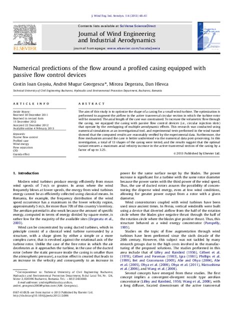 Pdf Numerical Predictions Of The Flow Around A Profiled Casing