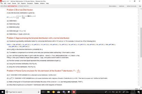 Solved Exam2 1nb Wolfram Mathematica 110 Student Edition