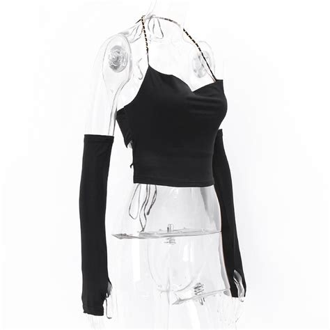 Áo Croptop 2 Dây Cổ Yếm Dây Xích Sexy Hở Lưng Cổ V Áo Hai Dây Dự Tiệc