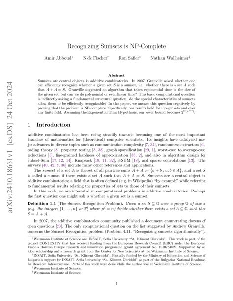 Pdf Recognizing Sumsets Is Np Complete