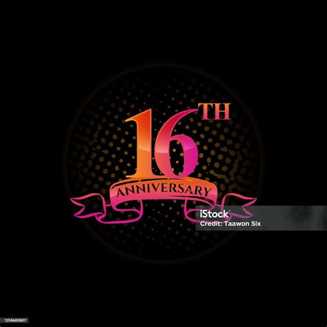 Logo Logo 16th Anniversary Logo Dengan Lingkaran Dan Nomor 16 Di