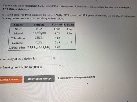 Solved The Freezing Point Of Water H2O Is 0 00C At I Chegg Com