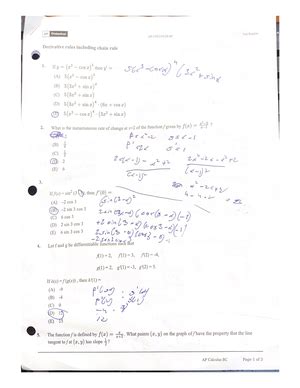 AP Calculus AB Practice Exam MCQ Multiple Choice Questions With Answers Advanced Placement