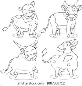 Vektor Stok Cow Line Art Design Hand Drawing Tanpa Royalti 1887888712