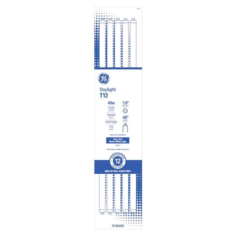 Ge 40 Watt Eq T12 Daylight Medium Bi Pin G13 Dimmable Fluorescent