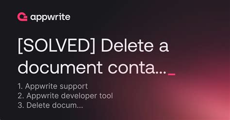 Solved Delete A Document Containing A Relationships Attribute Threads Appwrite