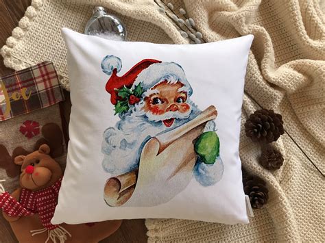 Santa Claus Pillow Cover Christmas Tree Pillow Cover Etsy