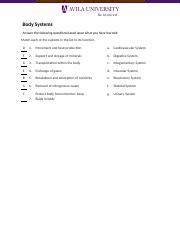 Matching Body Systems To Functions A Quiz Course Hero