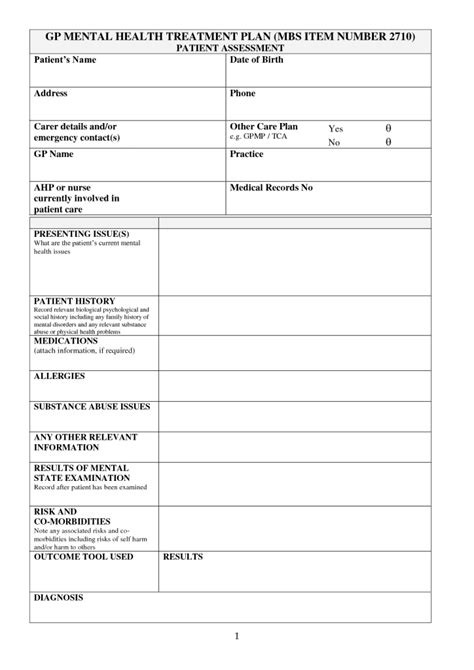 Treatment Plan Review Template