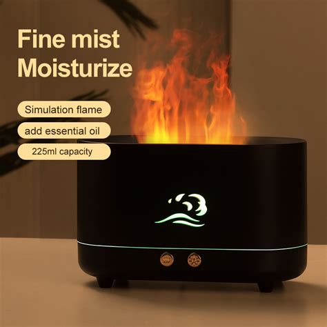 Mini Usb 225ml Ultrasonic Mist Fire Lamp Humidifier Essential Oil Aroma